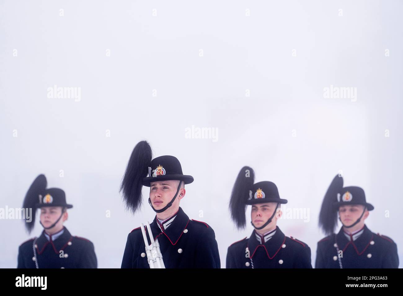 Oslo 20230319.The signal corps during the flower and medal ceremonies ...