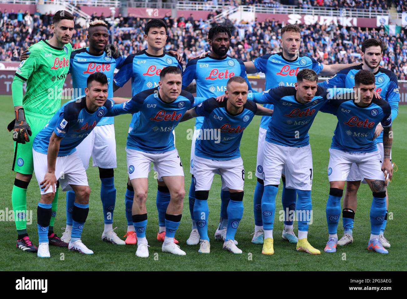 Torino, Italy. 19th Mar, 2023. Players of Ssc Napoli pose for a team ...