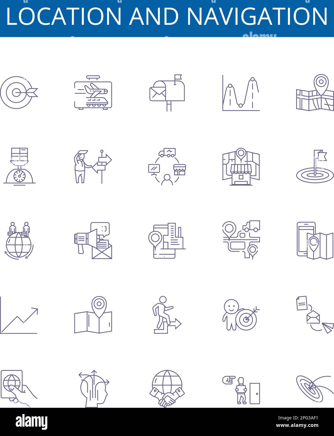 Location And Navigation Line Icons Signs Set Design Collection Of Navigation Location Mapping