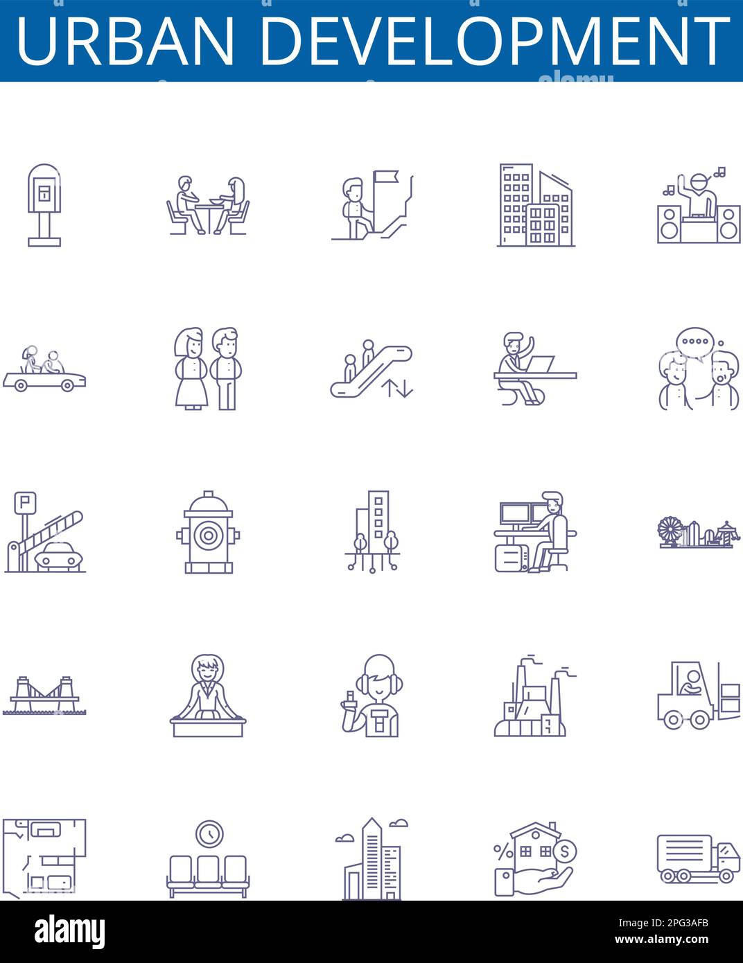 Urban development line icons signs set. Design collection of , Urbanization, Planning ...