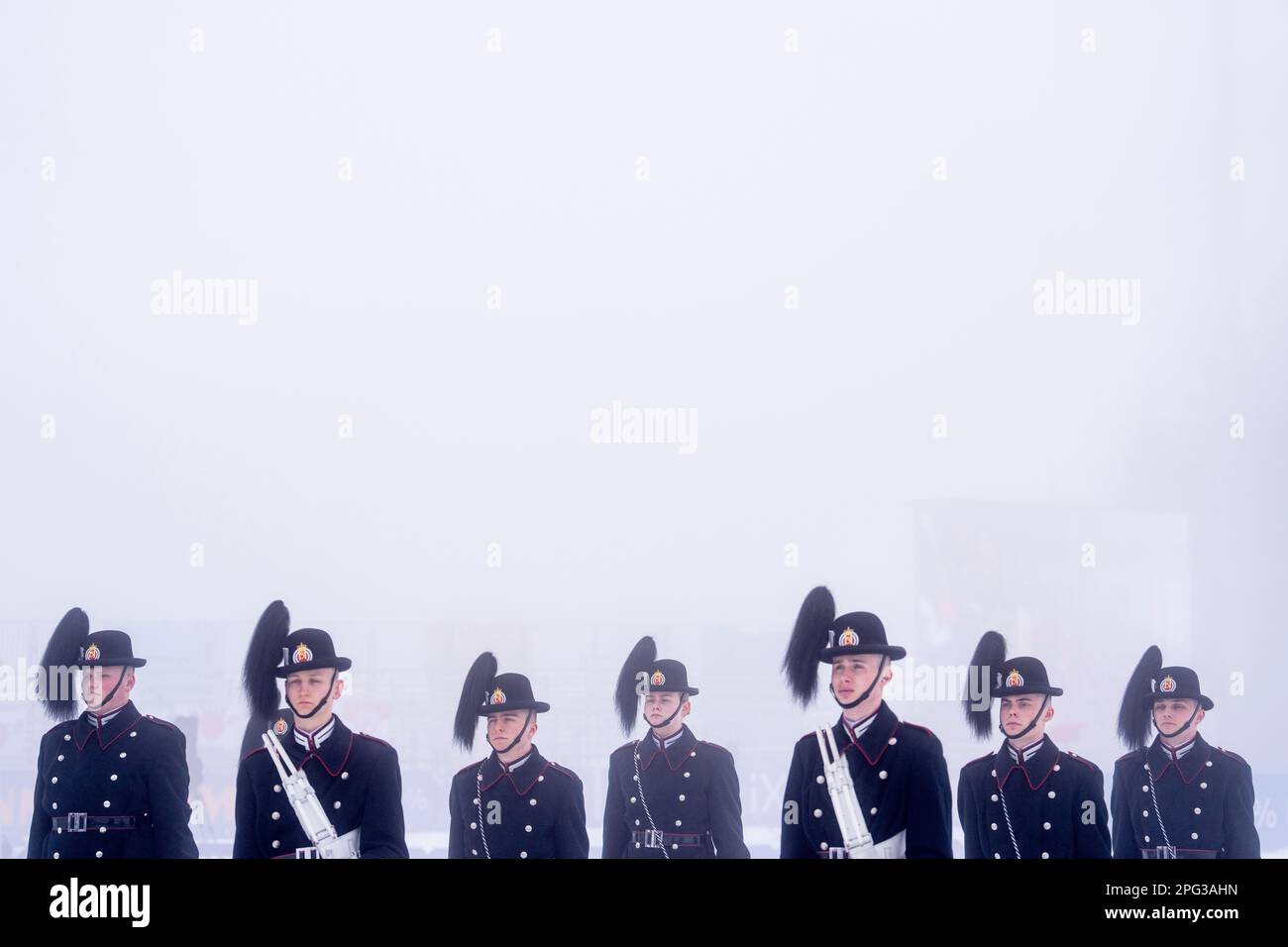 Oslo 20230319.The signal corps during the flower and medal ceremonies ...