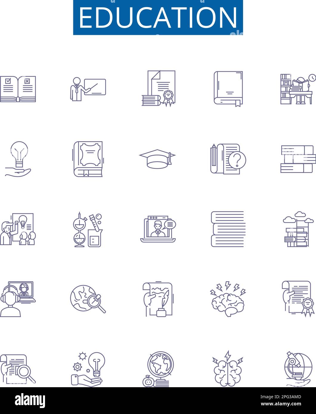 Education line icons signs set. Design collection of Learning, Schools, Higher, Teaching ...