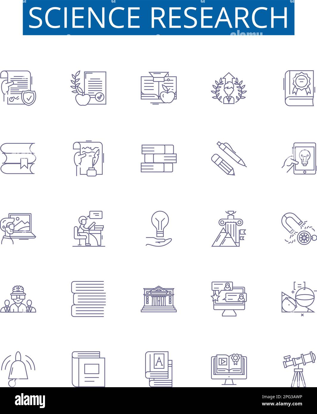 Science research line icons signs set. Design collection of Research ...