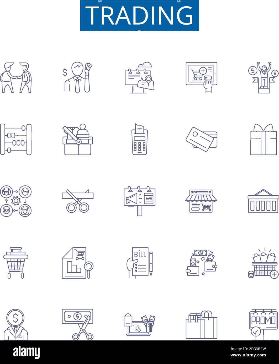 Trading line icons signs set. Design collection of Trading, Exchange ...