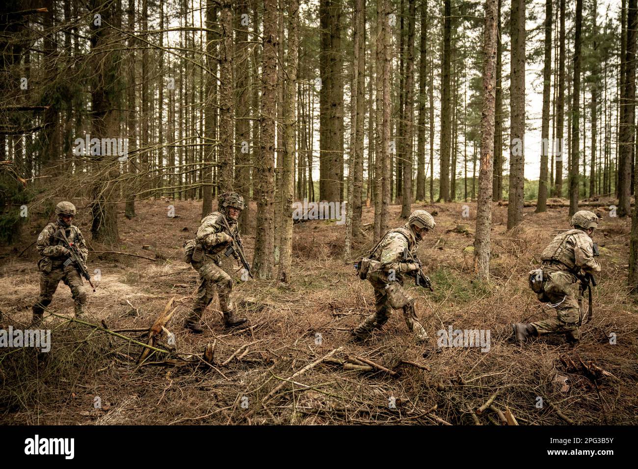 Soldiers from the Schleswig Infantry Regiment train at the Oksboel ...
