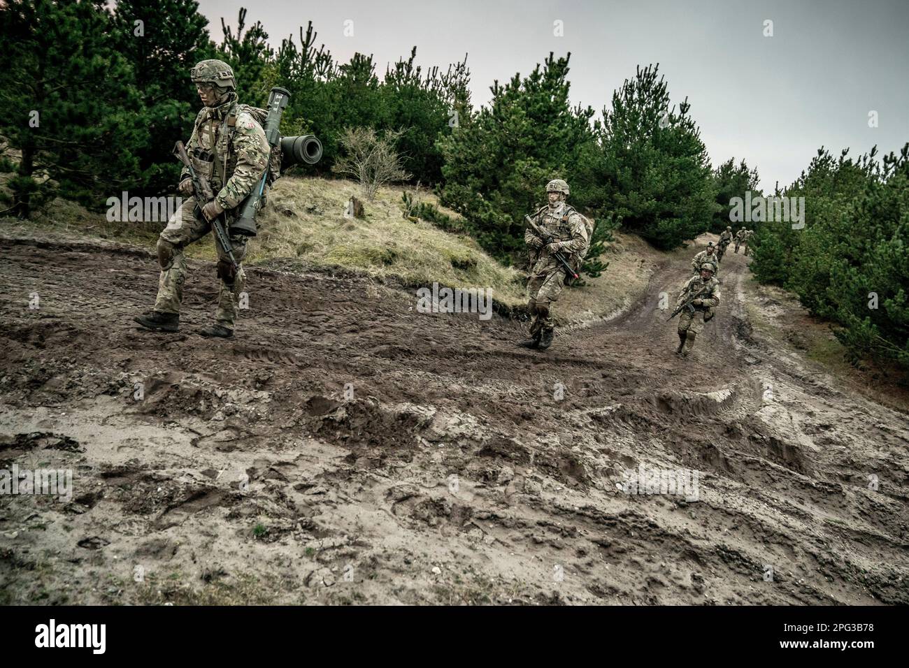Soldiers from the Schleswig Infantry Regiment train at the Oksboel ...