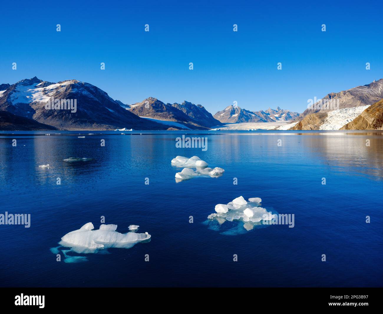 Karale glacier in the Sermiligaaq Fjord. Ammassalik region in the north ...