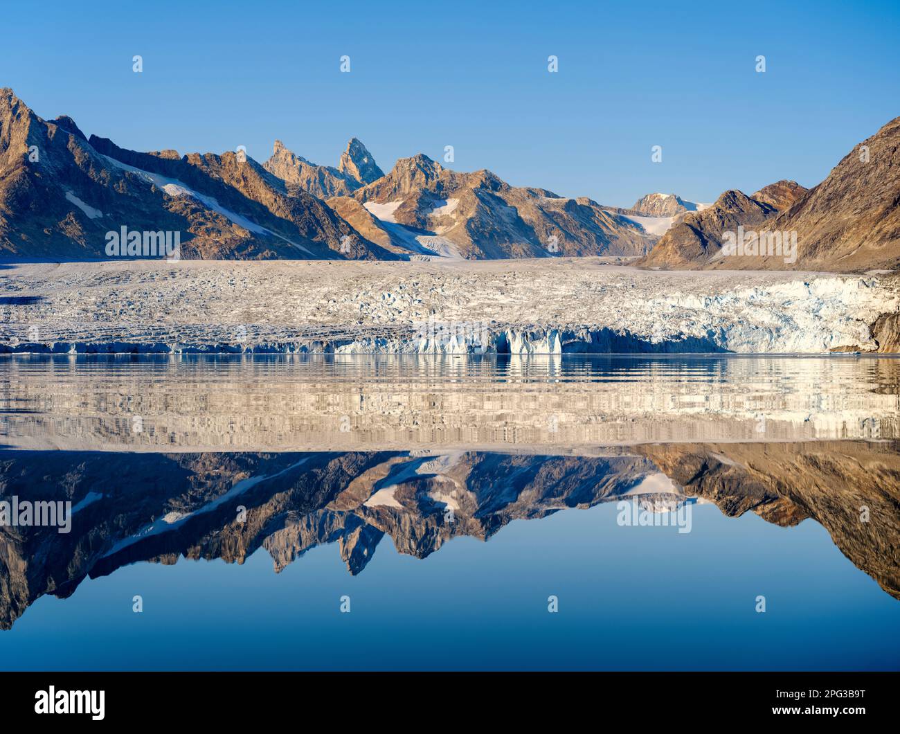 Karale glacier in the Sermiligaaq Fjord. Ammassalik region in the north ...