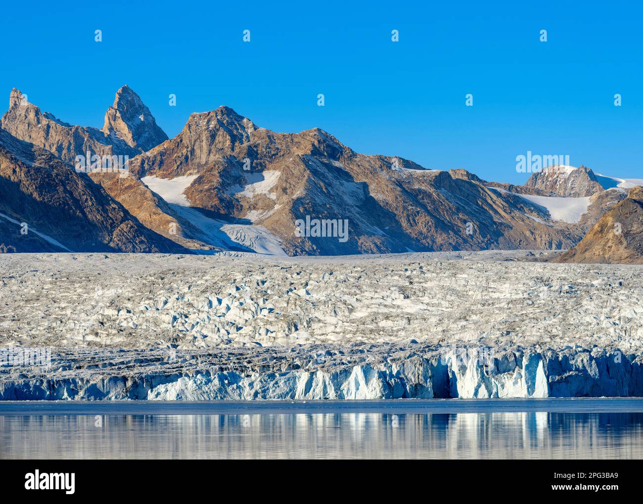 Karale glacier in the Sermiligaaq Fjord. Ammassalik region in the north east of Greenland. North ...