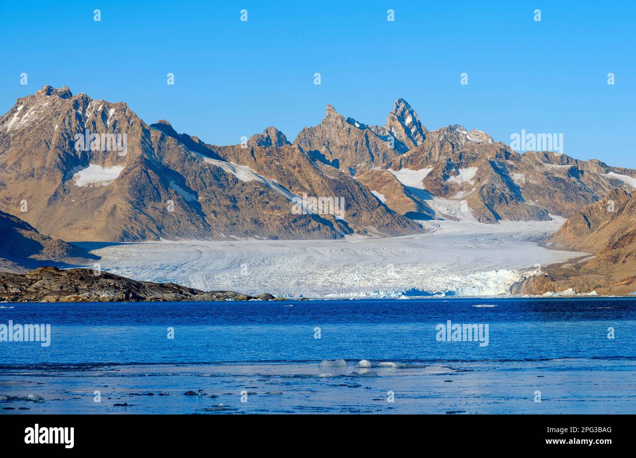 Karale glacier in the Sermiligaaq Fjord. Ammassalik region in the north east of Greenland. North ...