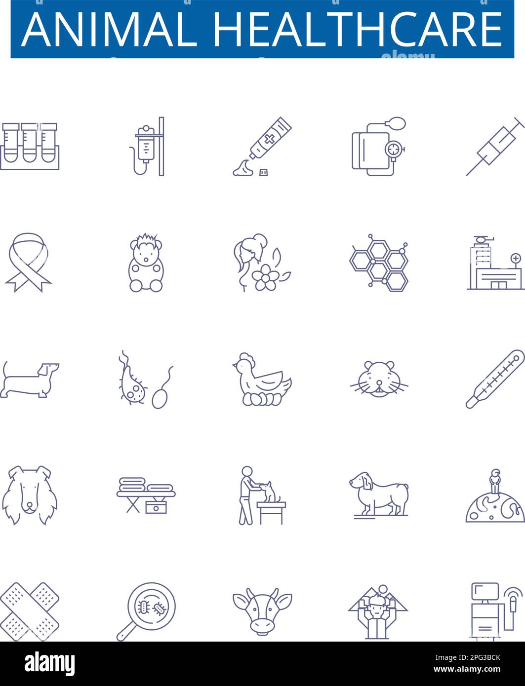 Animal healthcare line icons signs set. Design collection of Veterinary ...