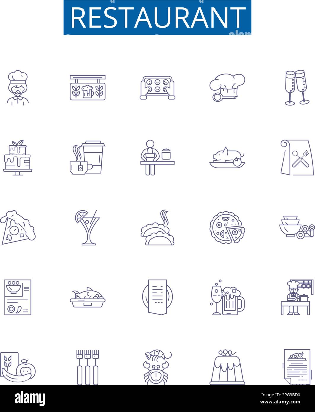 Restaurant line icons signs set. Design collection of Restaurant, Dining, Cafe, Eatery, Bistro ...