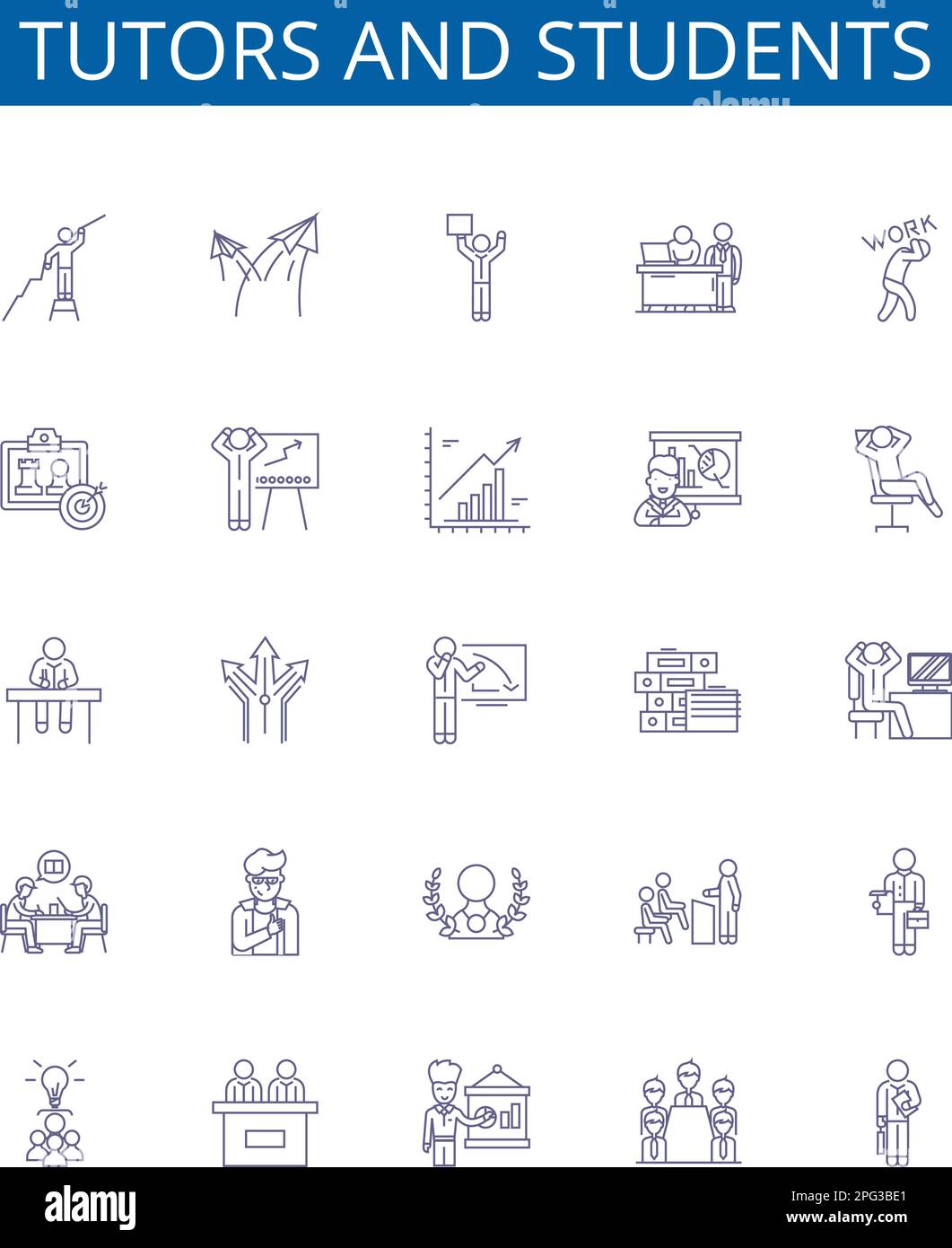 Tutors and students line icons signs set. Design collection of Tutors, Students, Teaching ...