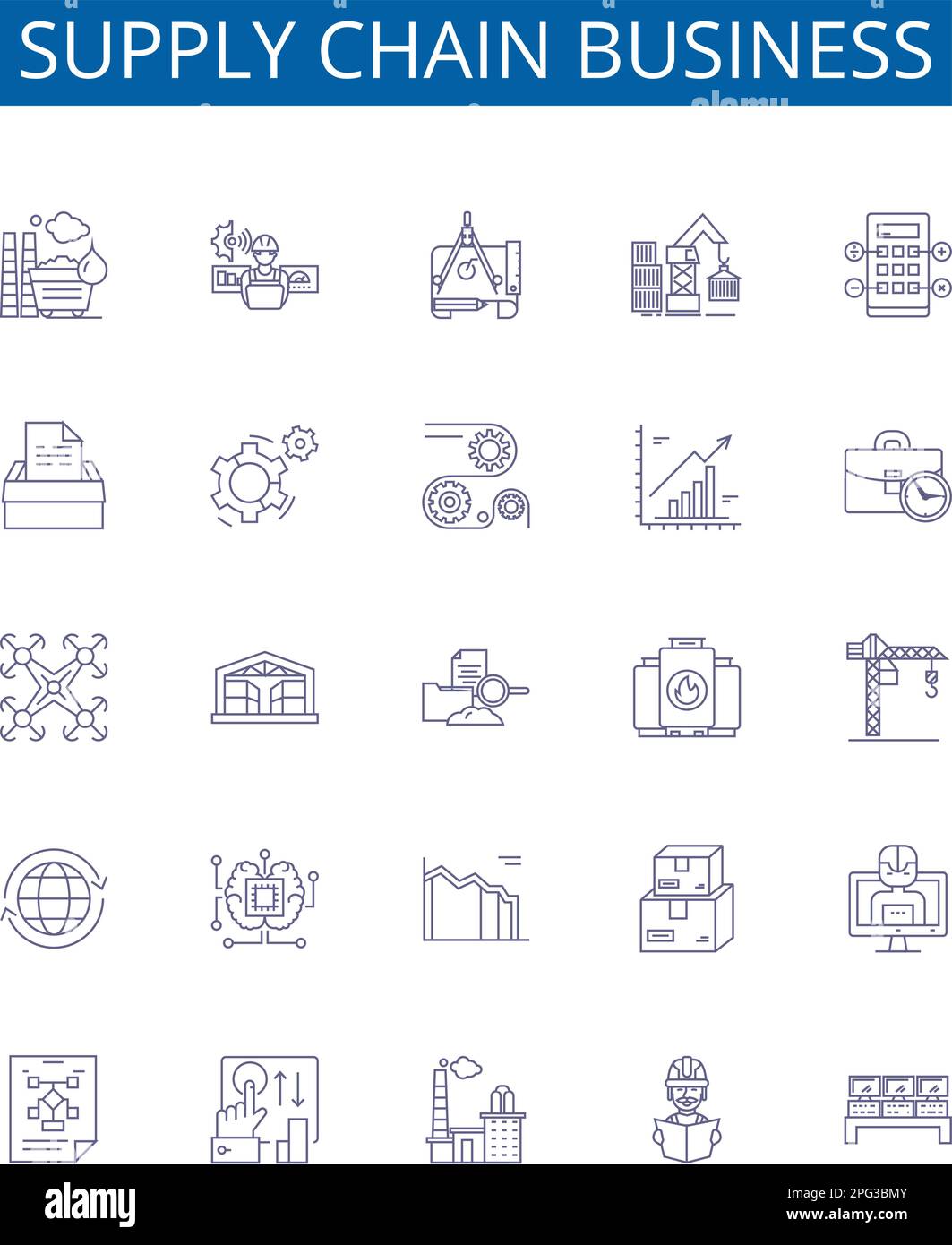Supply chain business line icons signs set. Design collection of ...