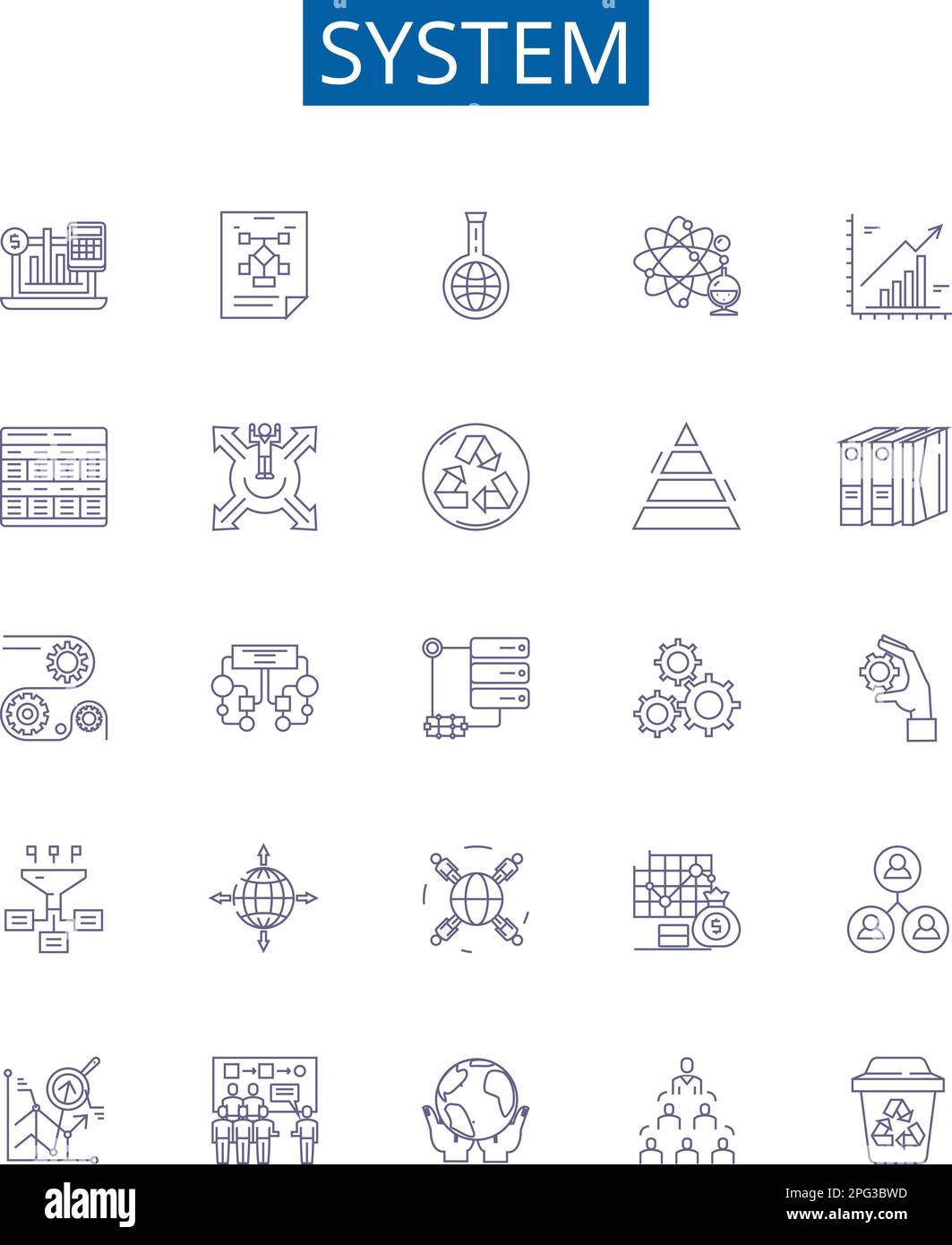System line icons signs set. Design collection of System, Network ... System line icons signs set. Design collection of System, Network ...