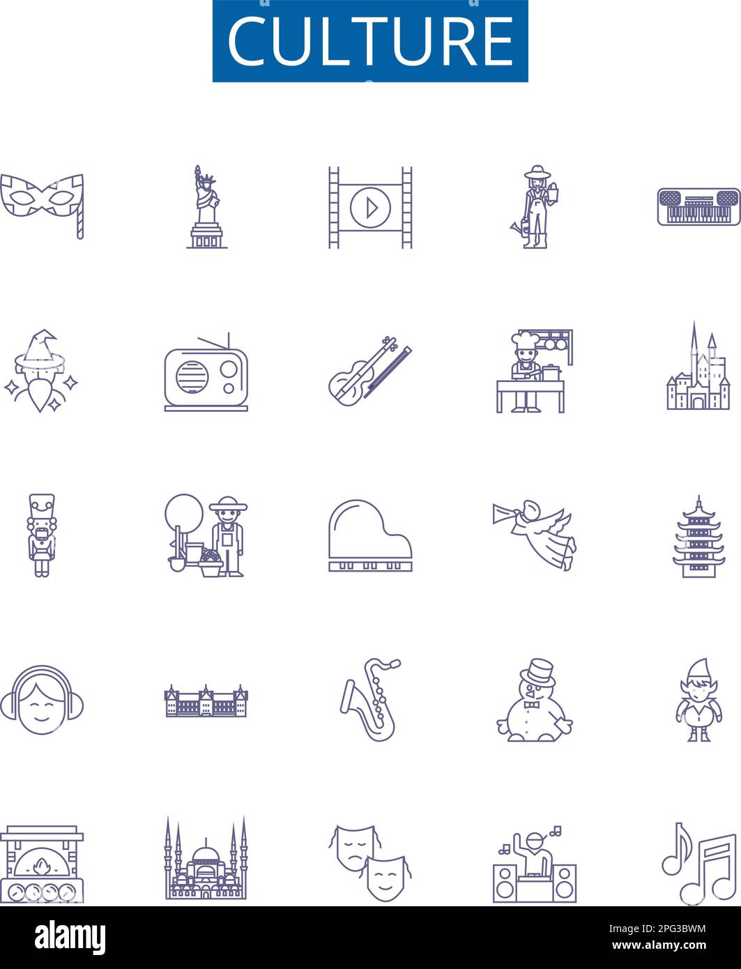 Culture line icons signs set. Design collection of Society, Custom ...