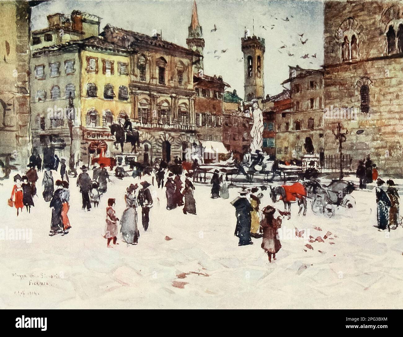 Piazza Delia Signoria, with Palazzo Vecchio, the Towers of the Bargello ...