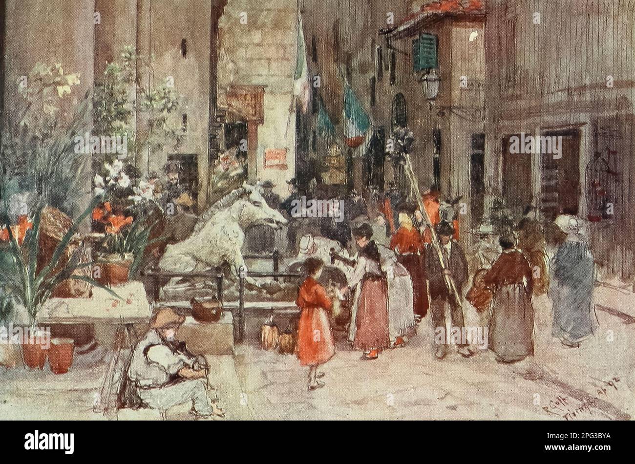 The "Mercato Nuovo," in 1884 painted by Colonel Robert Charles Goff ...