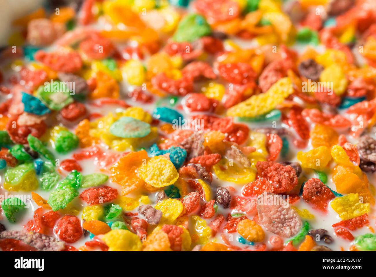 Sweet Sugary Fruity Breakfast Cereal with MIlk and Juice Stock Photo ...