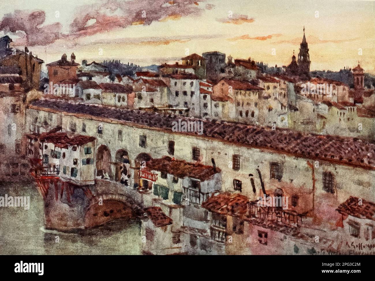 Sunset in Summer over the Florentine Roofs Looking towards Bellosguardo ...