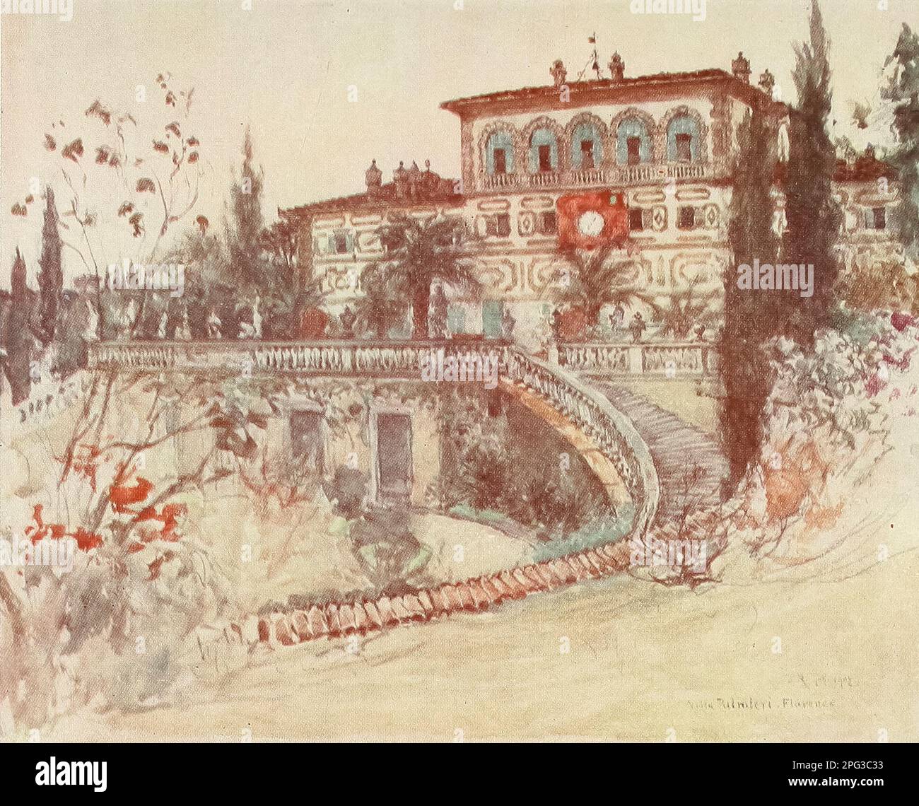 The Villa Palmieri On the old road to Fiesole painted by Colonel Robert ...