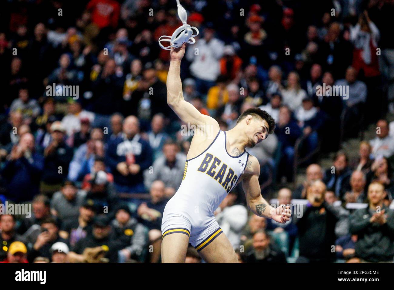 Northern Colorado's Andrew Alirez celebrates after defeating Iowa's ...