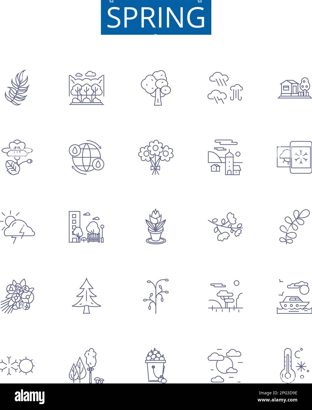 Spring line icons signs set. Design collection of Bloom, Vernal ...