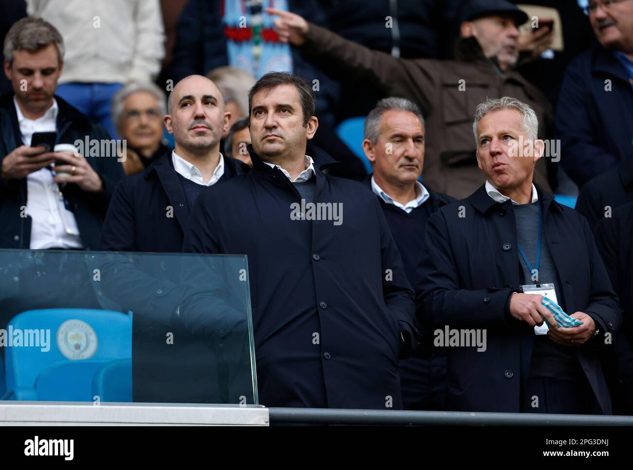Manchester City chief executive Ferran Soriano (centre) in the stands ...
