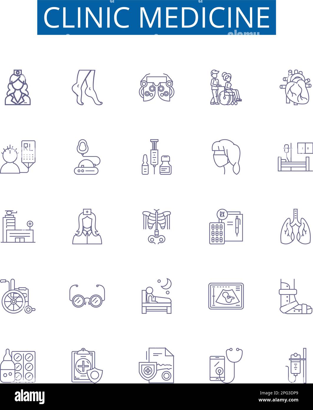 Clinic medicine line icons signs set. Design collection of Clinic ...