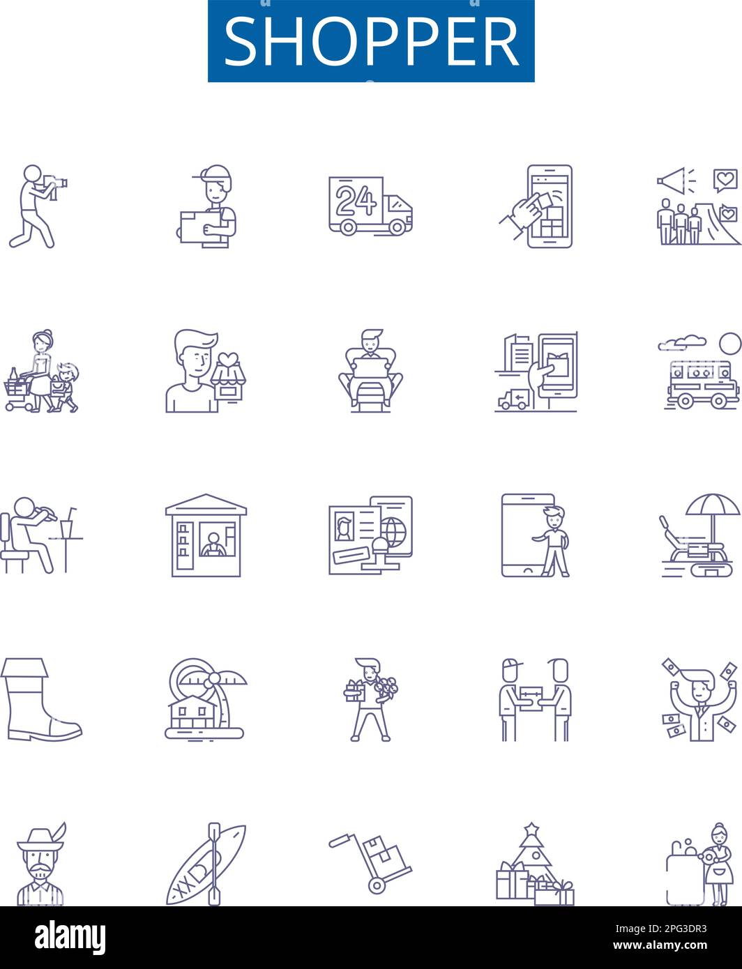 Shopper line icons signs set. Design collection of Shopper, Buyer ...