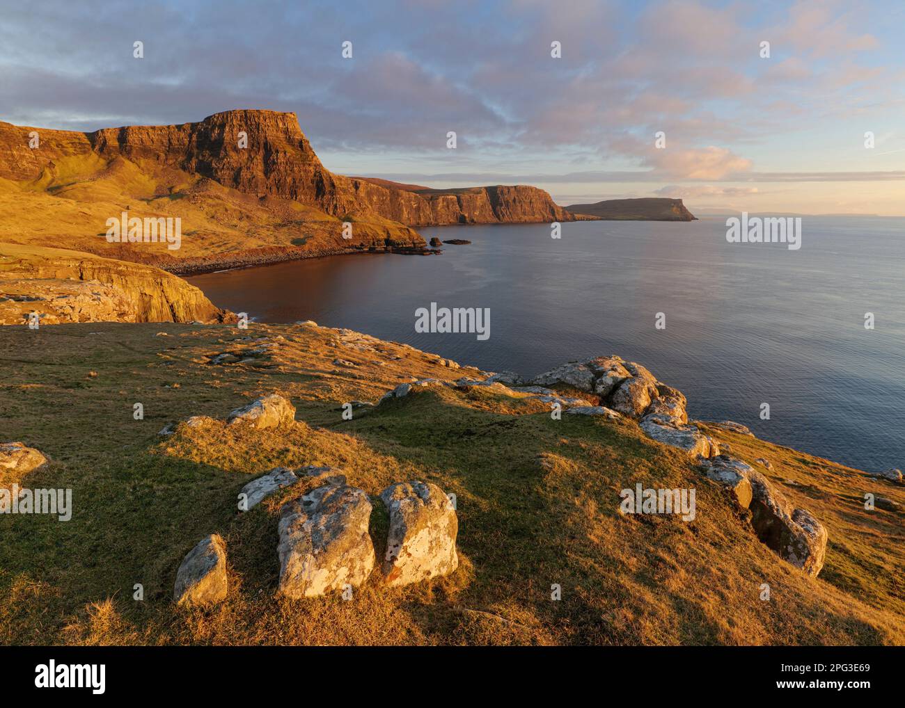 Moonen Bay, Waterstein Head and the Sea of the Hebrides lit by winter ...
