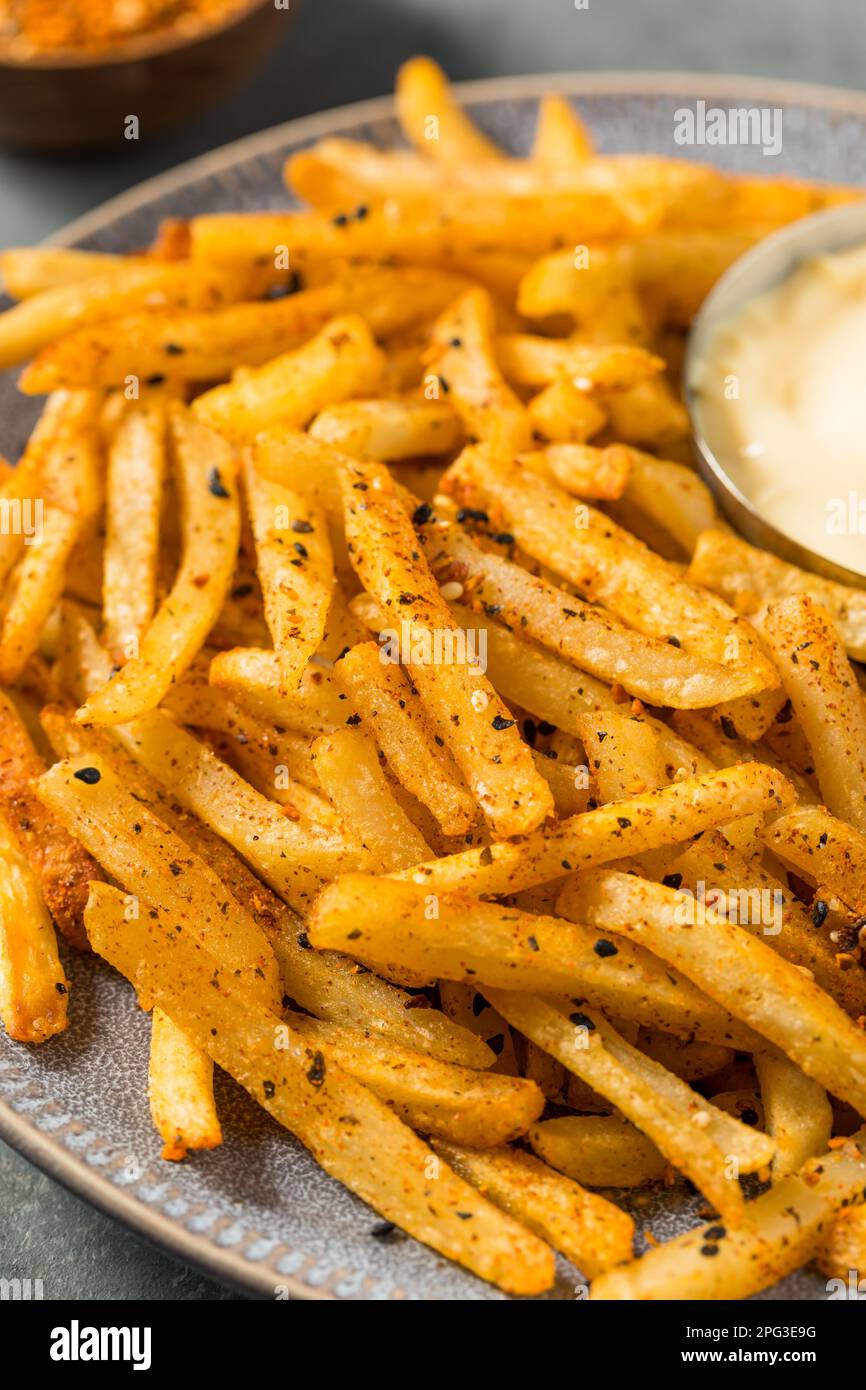 Spicy Japanese Togarashi Shichimi French Fries with Mayo Stock Photo ...