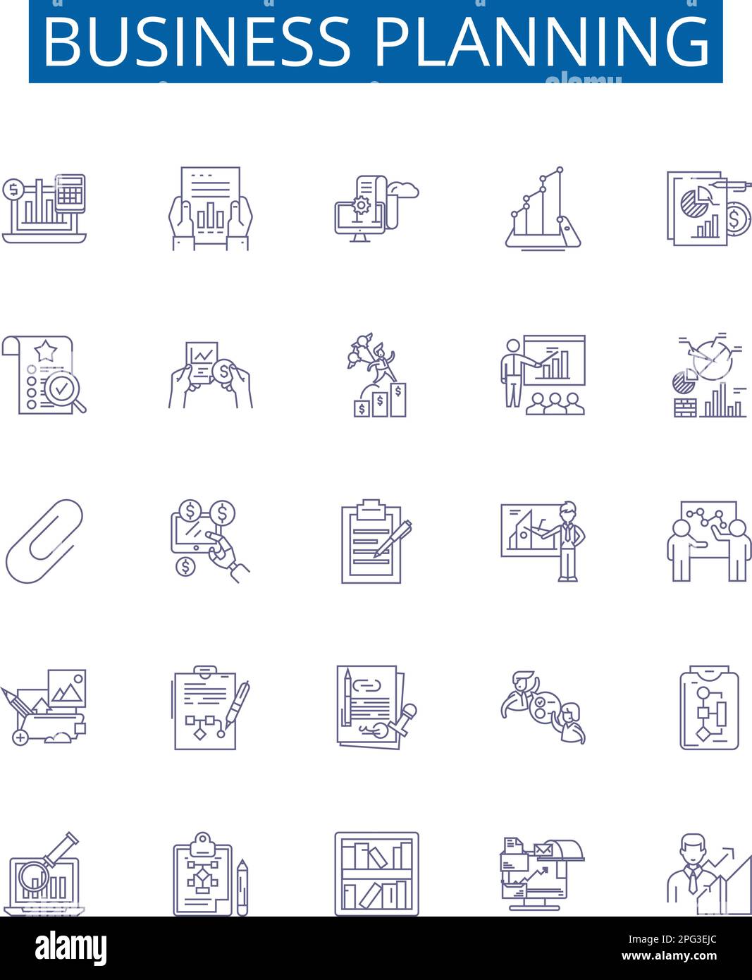 Business planning line icons signs set. Design collection of Planning ...