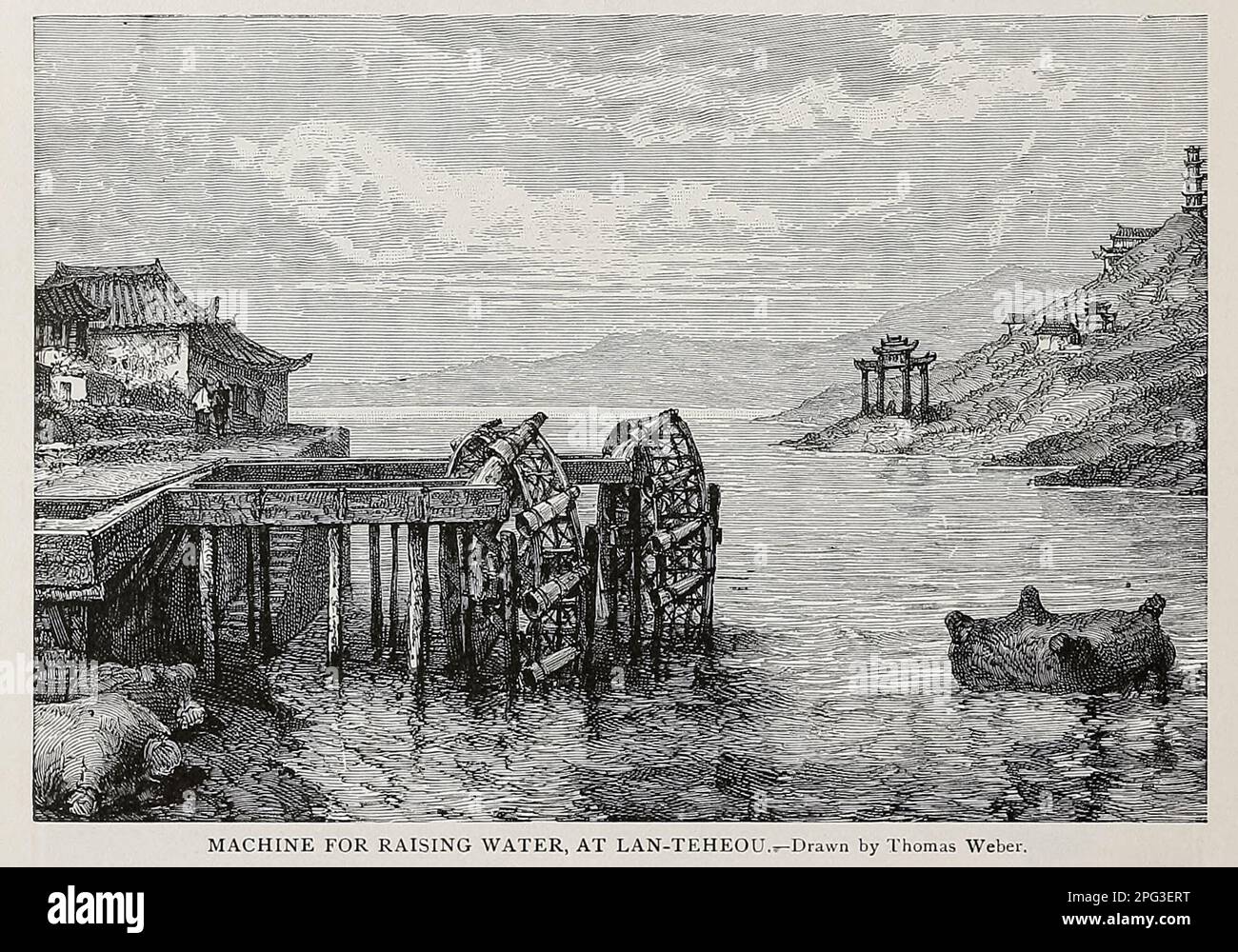 Machine for Raising Water, at Lan-Teheou. Drawn by Thomas Weber from ...