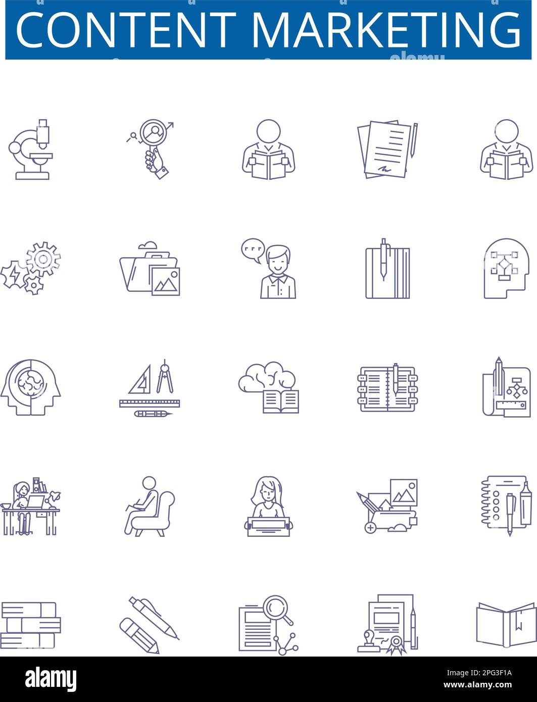Content marketing line icons signs set. Design collection of Content ... Content marketing line icons signs set. Design collection of Content ...