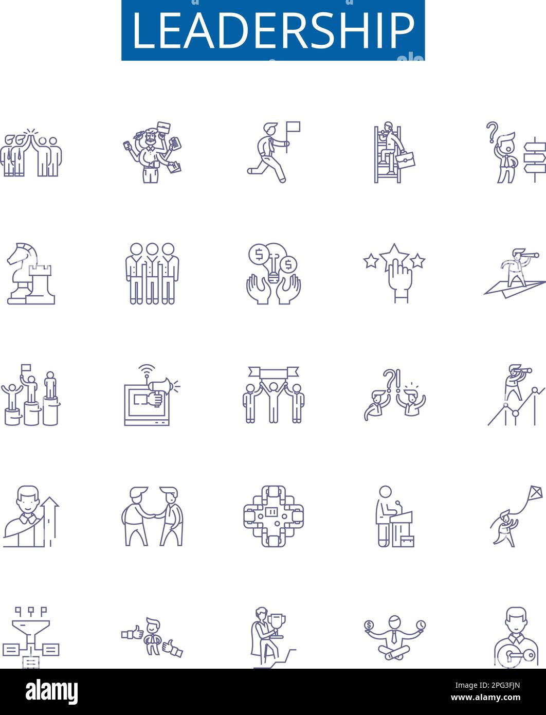 Leadership line icons signs set. Design collection of Leadership, Managerial, Authority ...