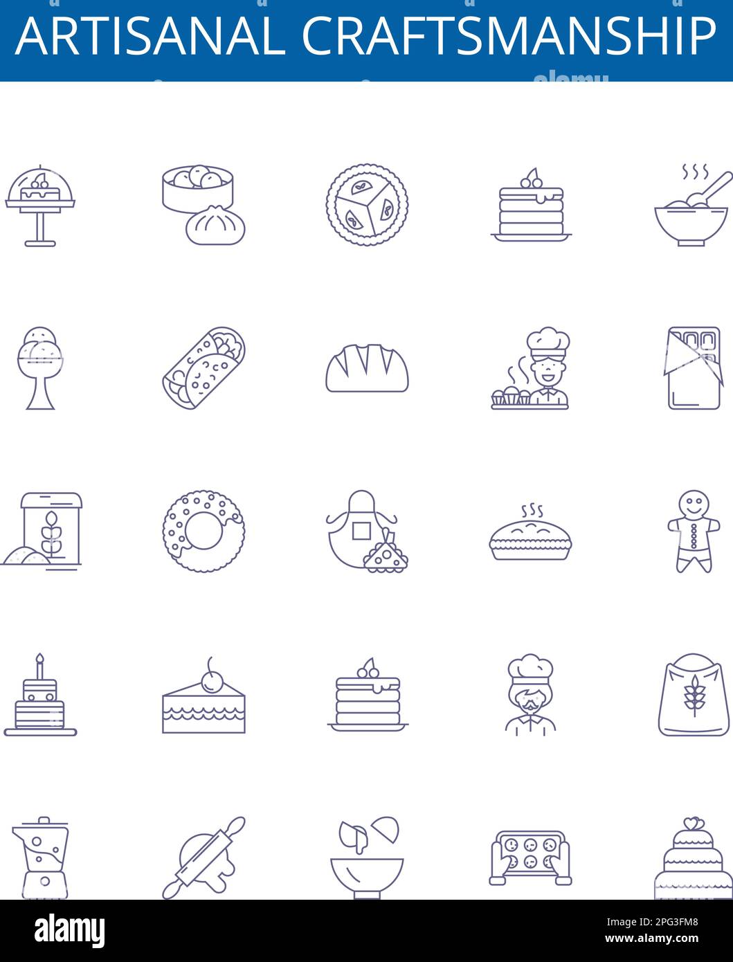 Artisanal craftsmanship line icons signs set. Design collection of ...