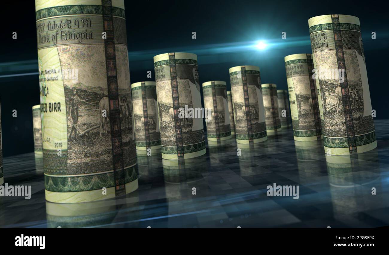 Ethiopia money Ethiopian Birr money rolled 3d illustration. 100 ETB ...