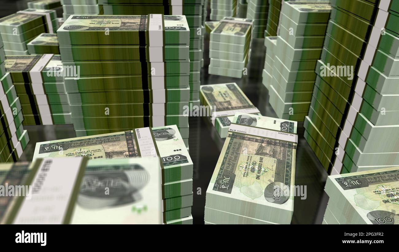 Ethiopia money Ethiopian Birr money pack 3d illustration. 100 ETB ...