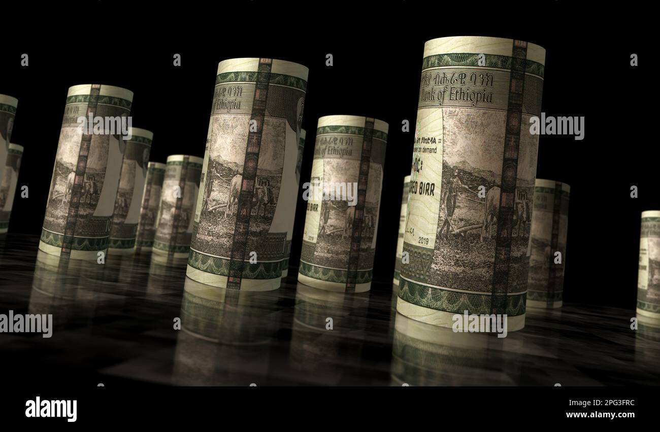 Ethiopia money Ethiopian Birr money rolled 3d illustration. 100 ETB ...