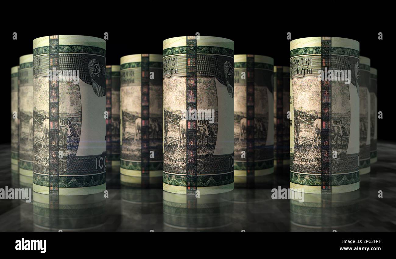 Ethiopia money Ethiopian Birr money rolled 3d illustration. 100 ETB ...