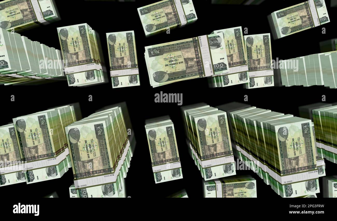 Ethiopia money Ethiopian Birr money pack 3d illustration. 100 ETB ...