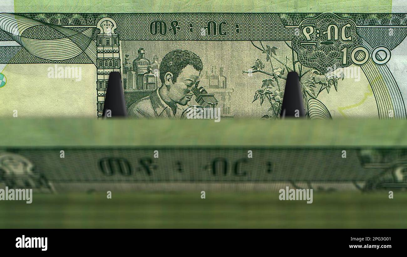 Ethiopia money Ethiopian Birr money pack 3d illustration. 100 ETB ...