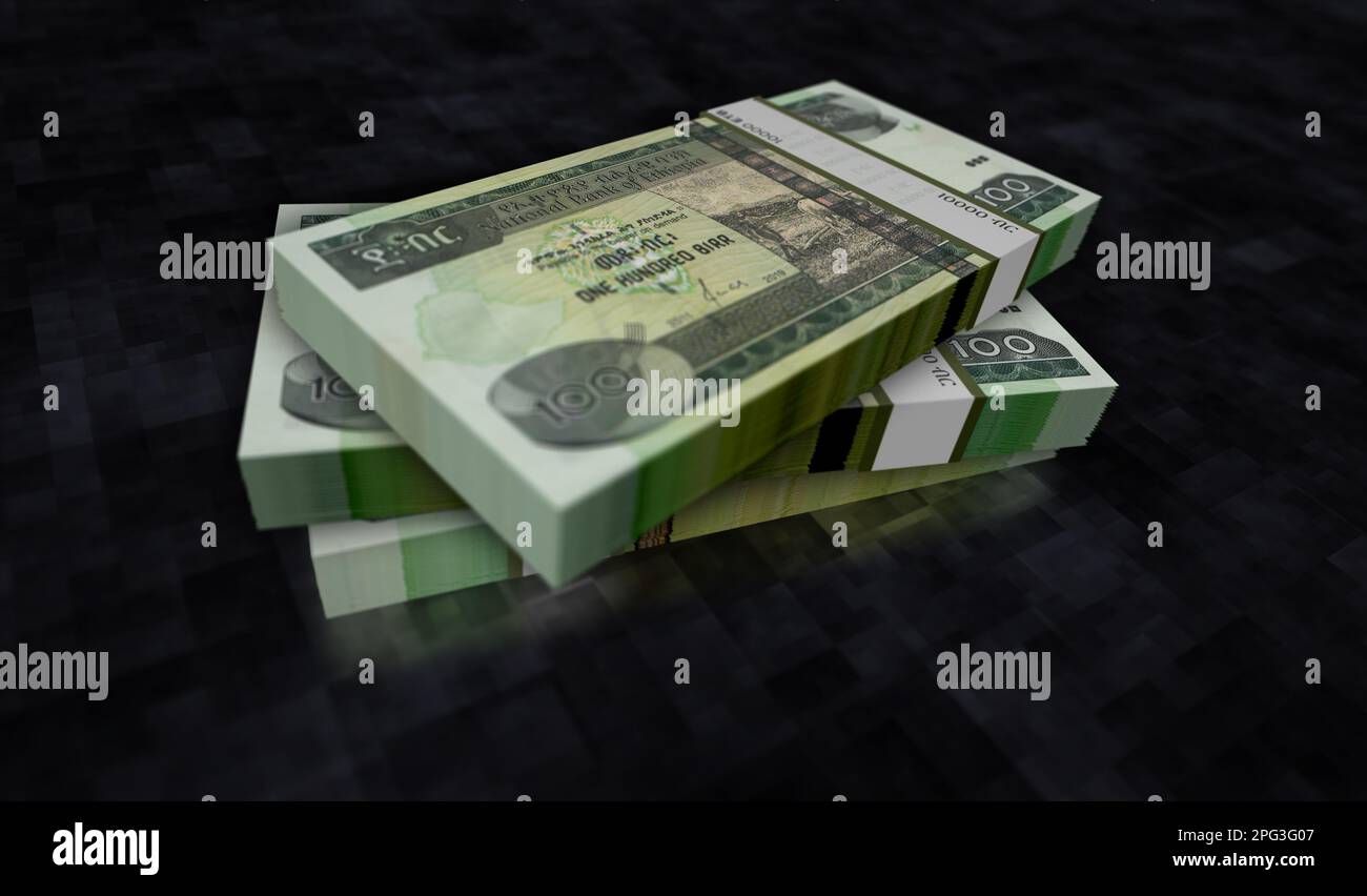 Ethiopia money Ethiopian Birr money pack 3d illustration. 100 ETB ...