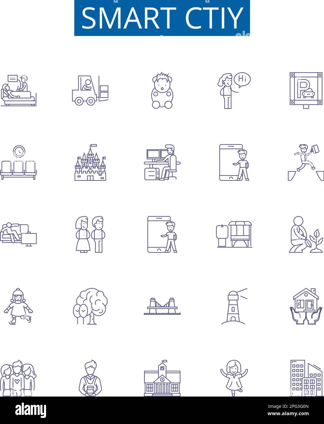 Smart Ctiy Line Icons Signs Set Design Collection Of Smart City Iot Automation Surveillance