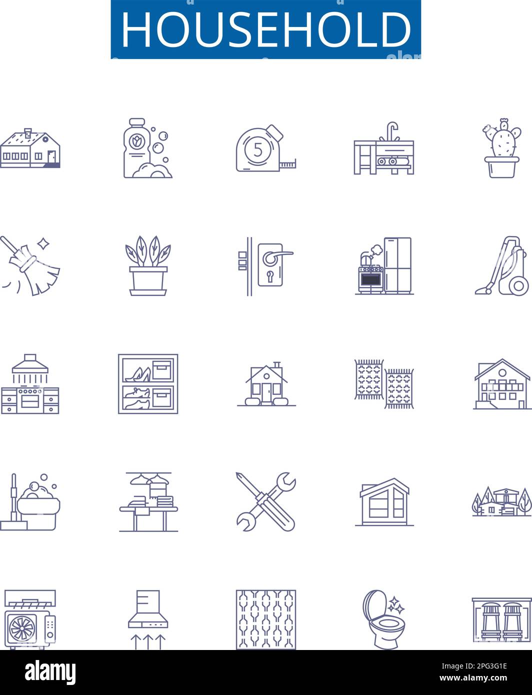 Household line icons signs set. Design collection of Home, Dwelling ...