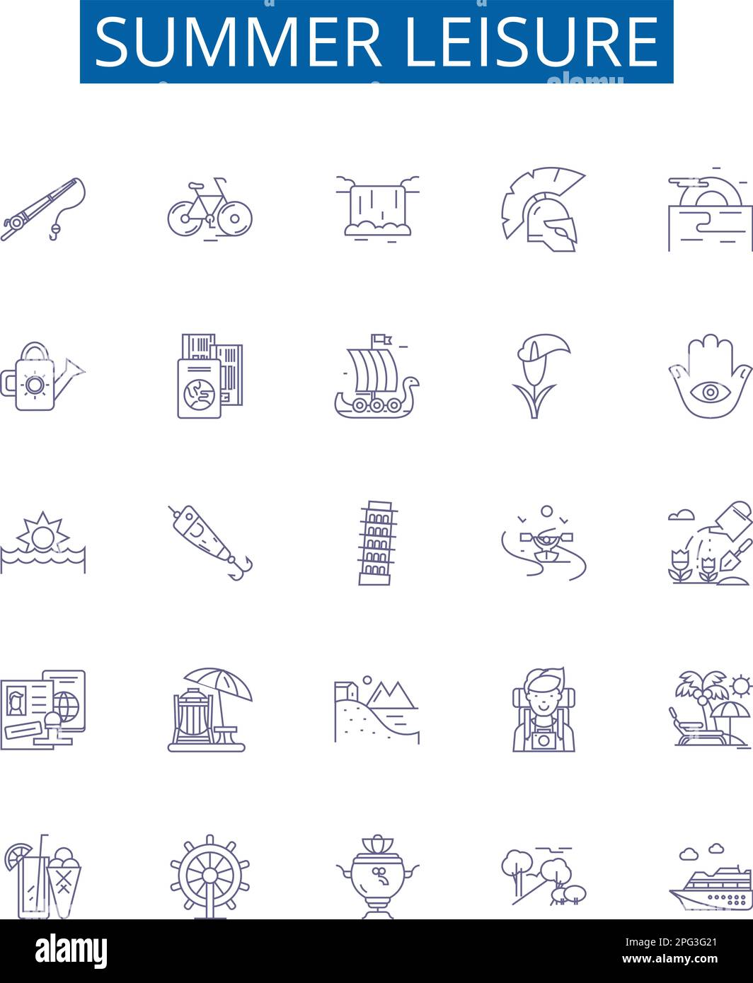 Summer leisure line icons signs set. Design collection of Vacation ...