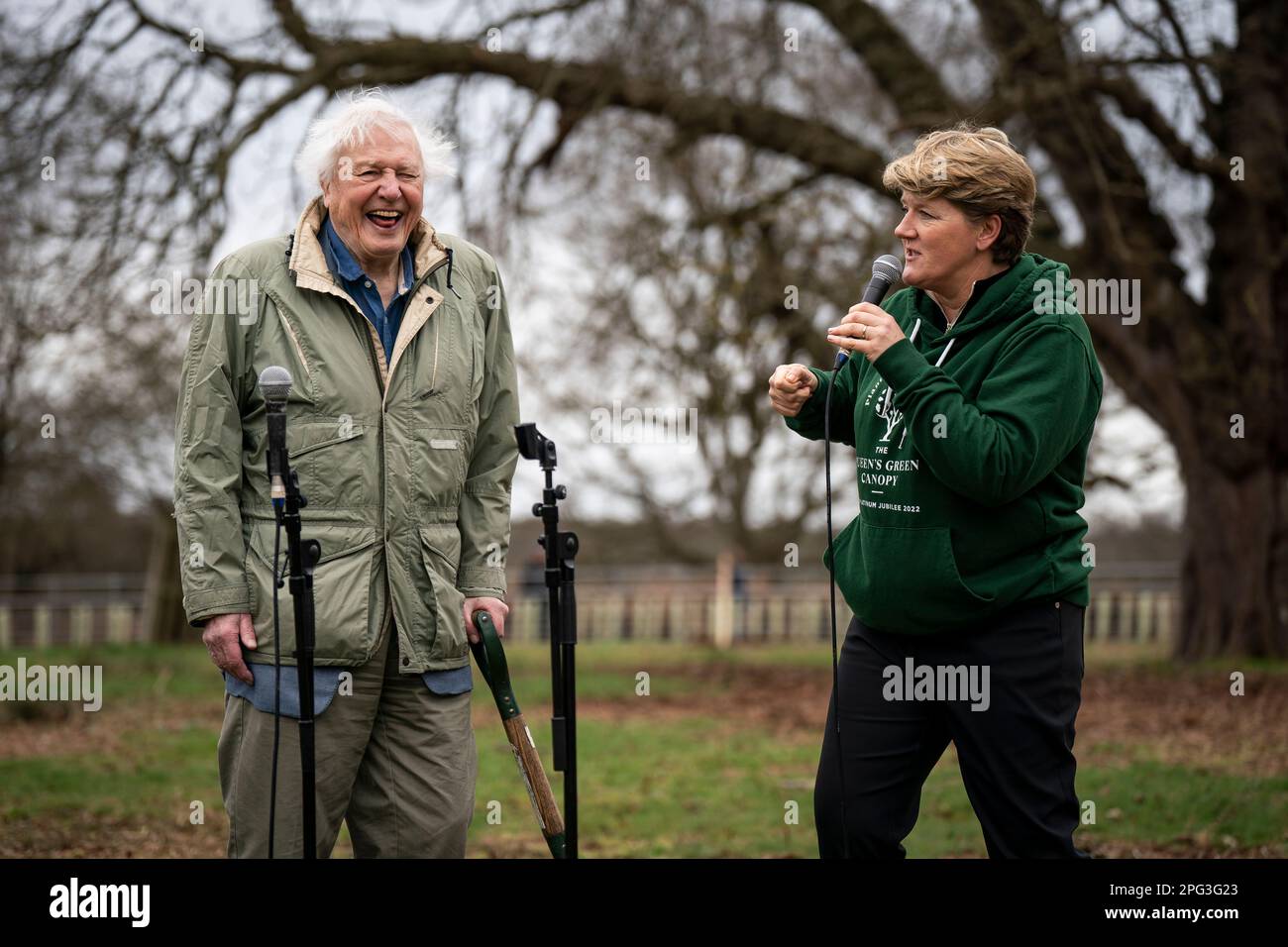 Sir David Attenborough, with Clare Balding, plants a tree in honour of ...