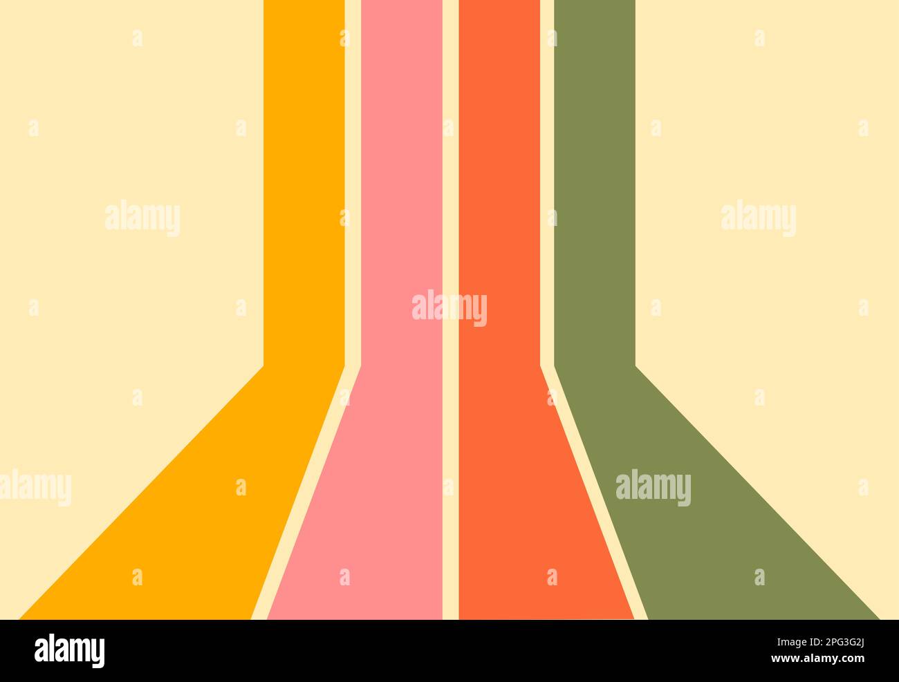 1970 retro seamless pattern set in orange, pink, yellow and green ...