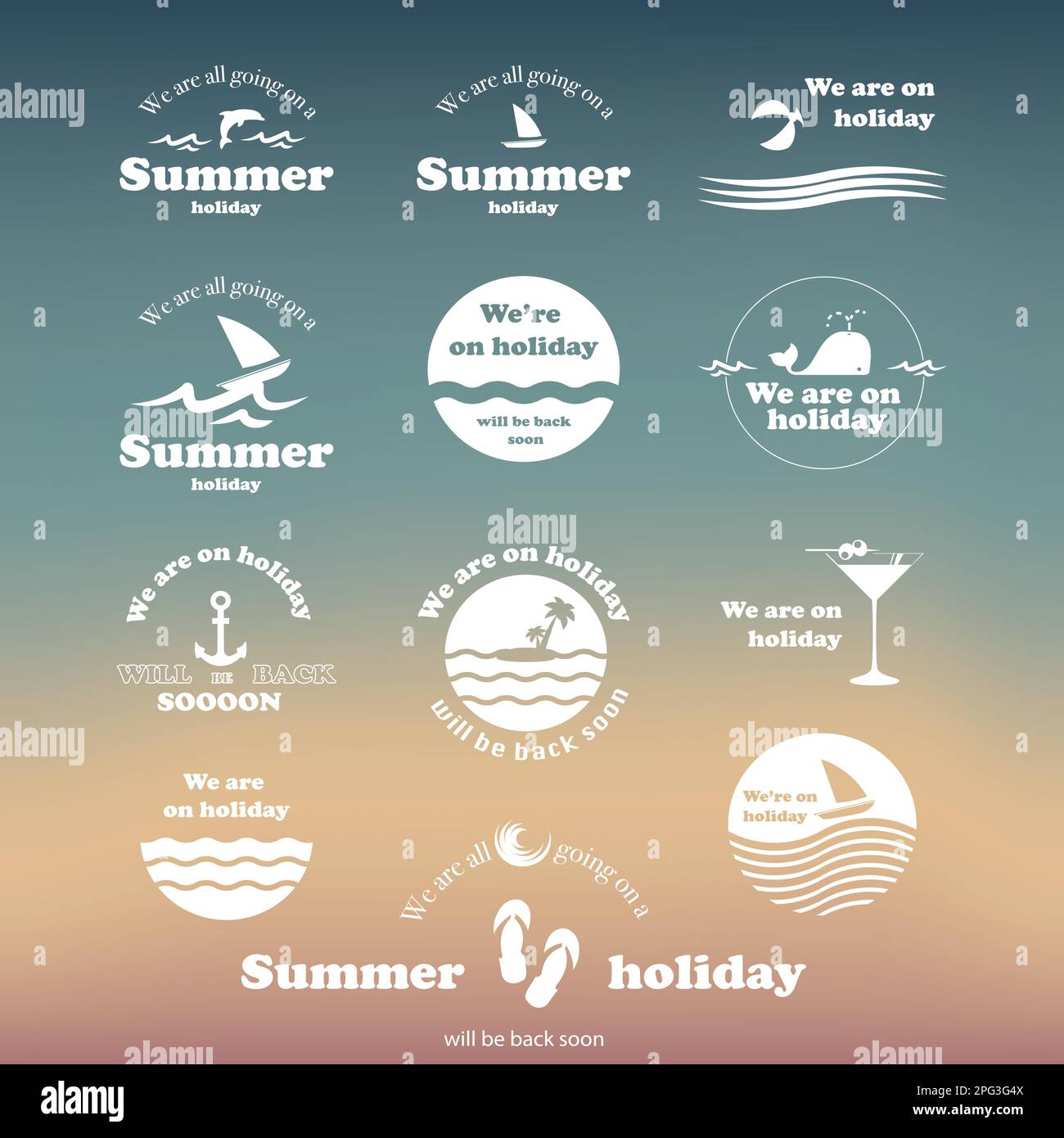 Summer Typography Lables Design with Icons Stock Vector Image & Art - Alamy